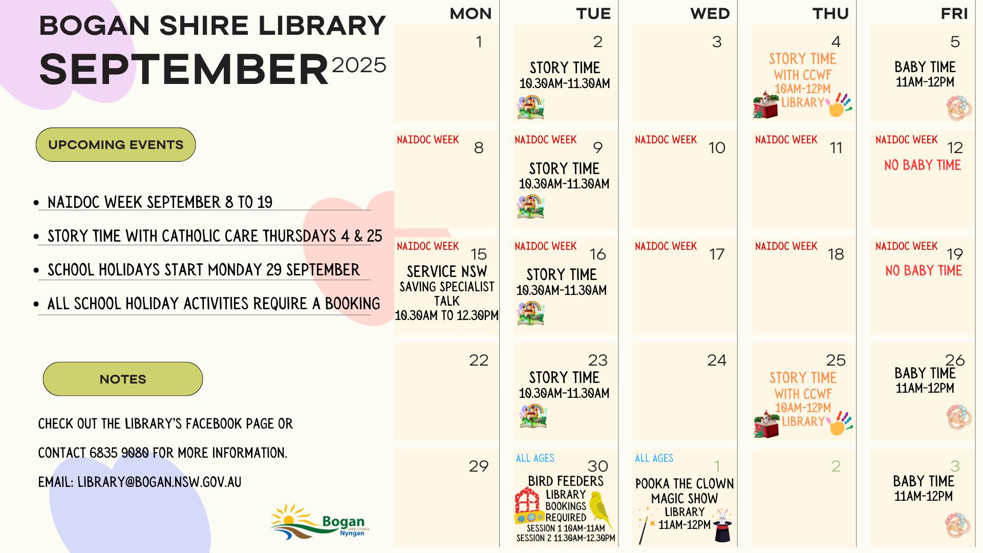 BOGAN SHIRE LIBRARY- SEPTEMBER 2025 - Bogan Shire Council
